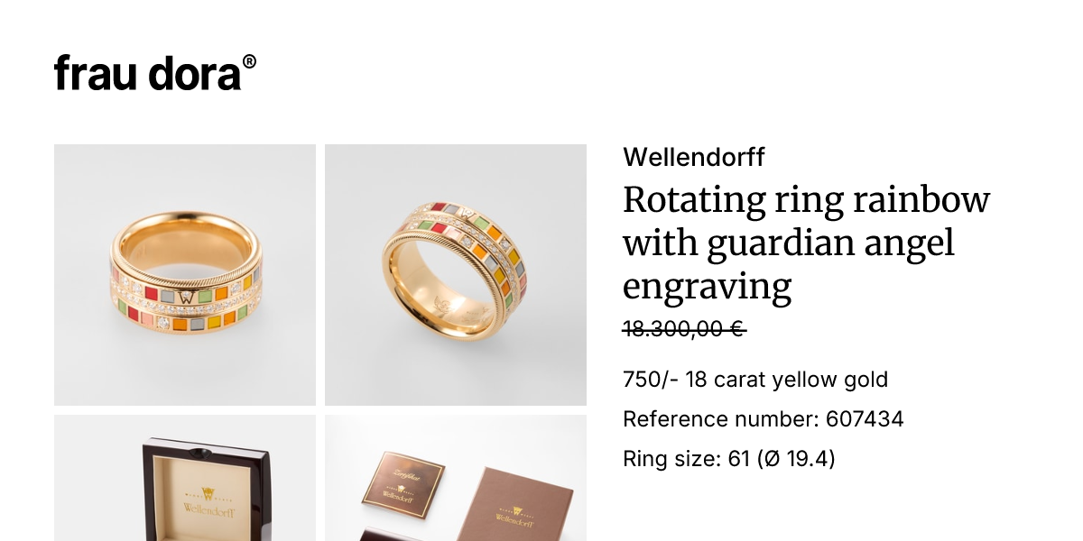Wellendorff Rotating ring rainbow with guardian angel engraving - Buy ...